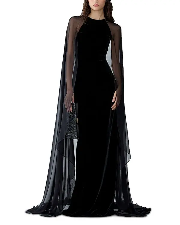 Carolina Herrera Round Neck Cape Gown