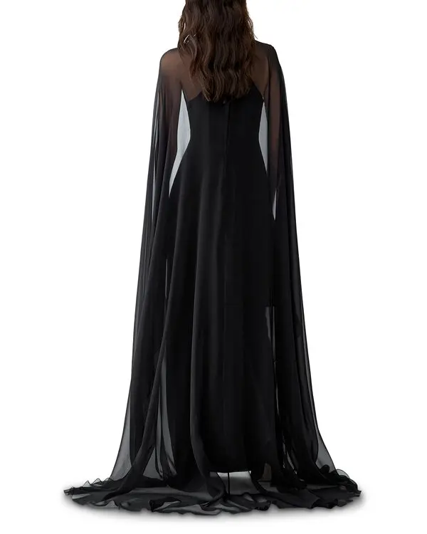 Carolina Herrera Round Neck Cape Gown