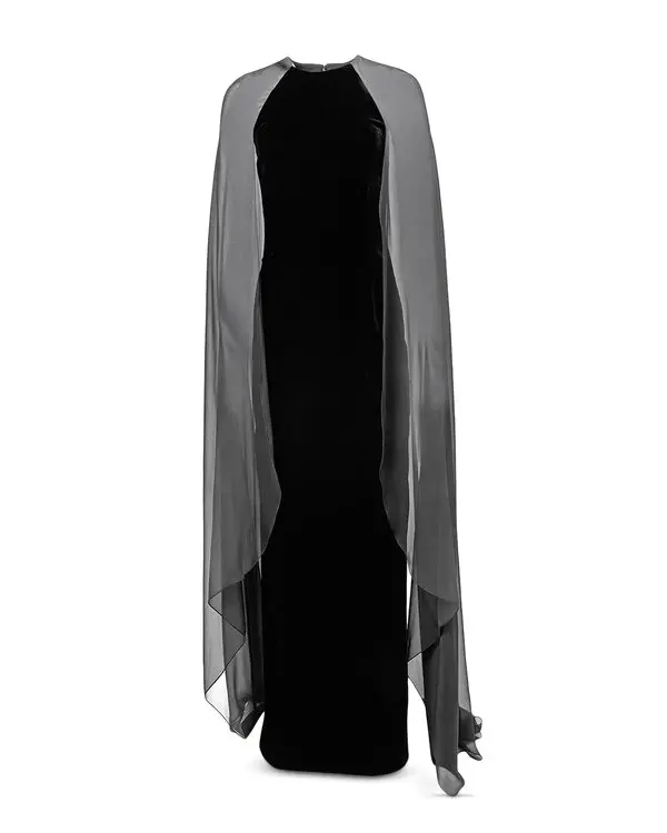 Carolina Herrera Round Neck Cape Gown