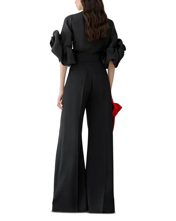 Carolina Herrera Silk Round Flower Sleeve Top
