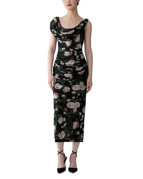 Carolina Herrera Silk Draped Off Shoulder Dress