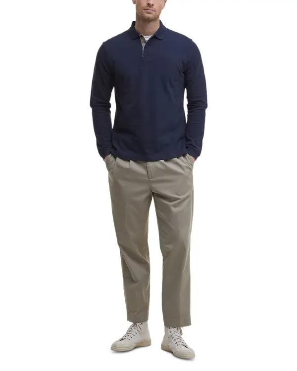 Barbour Essential Cotton Plaid Placket Polo Shirt - Navy