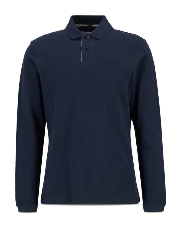 Barbour Essential Cotton Plaid Placket Polo Shirt - Navy
