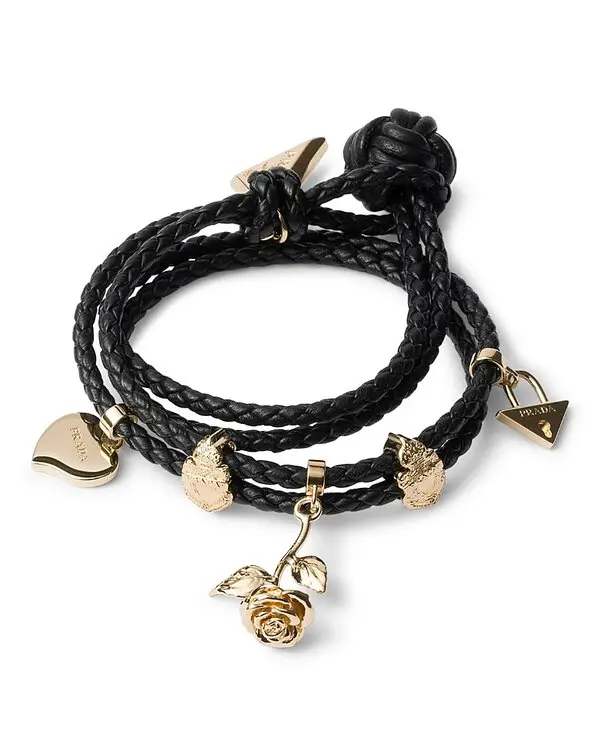 Prada Braided Nappa Leather Bracelet - Black