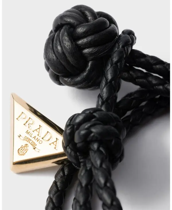 Prada Braided Nappa Leather Bracelet - Black