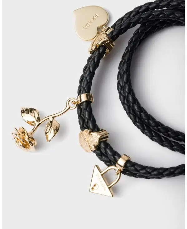 Prada Braided Nappa Leather Bracelet - Black