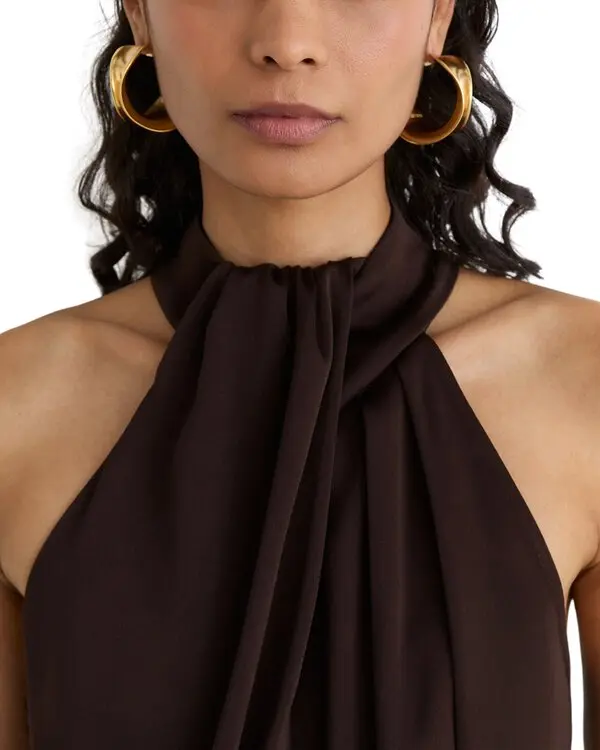REISS Bianca Satin Color Blocked Dress - Burgundy/green