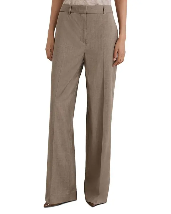 REISS Petite Adie Wool Blend Wide Leg Pants - Neutral