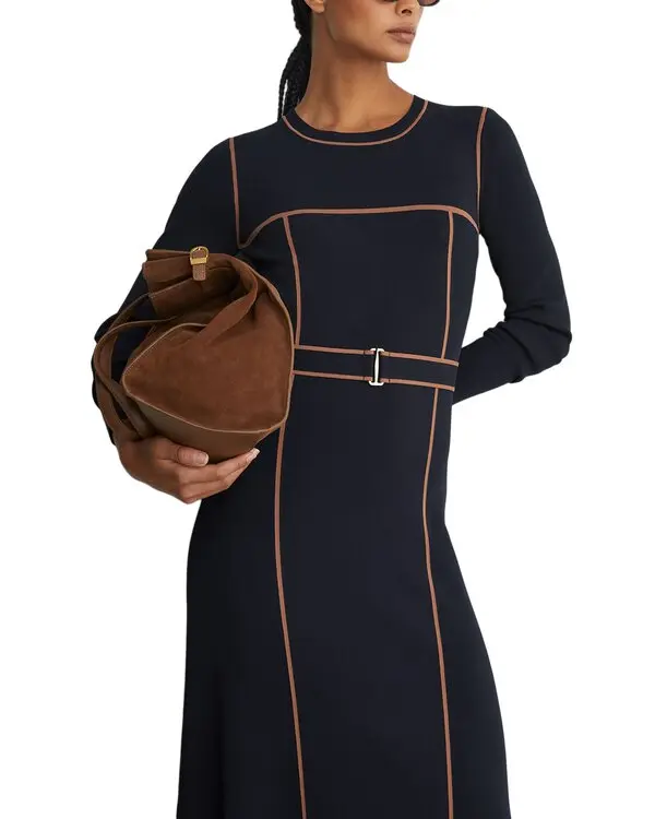 REISS Etta Round Neck Midi Dress