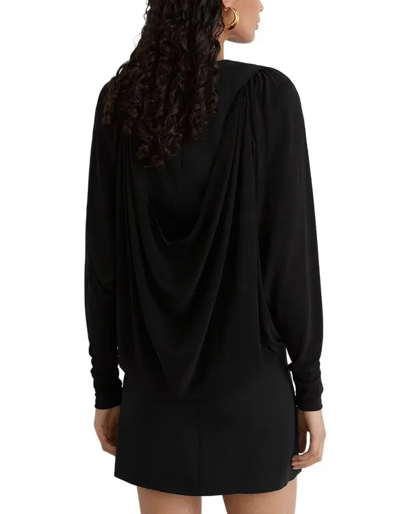 REISS Imogen Draped Round Neck Mini Dress