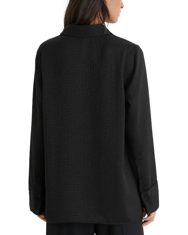 REISS Elora Jacquard Long Sleeve Shirt - Black