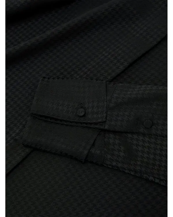REISS Elora Jacquard Long Sleeve Shirt - Black