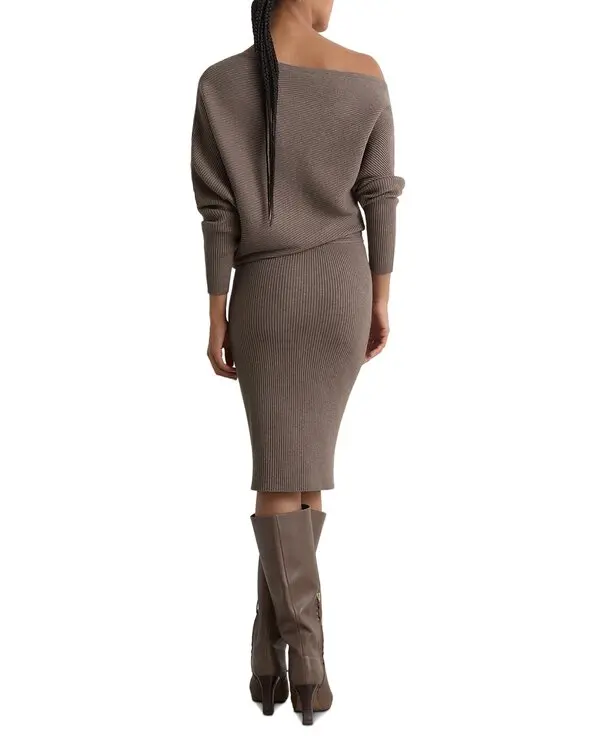 REISS Lara Off-the-shoulder Ribbed Knit Dress