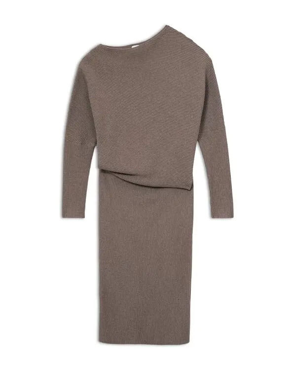 REISS Lara Off-the-shoulder Ribbed Knit Dress