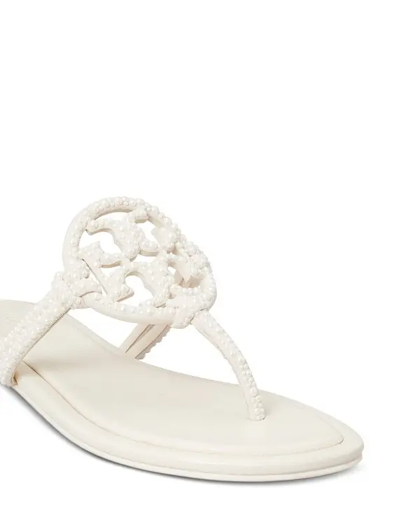 Tory Burch Miller Knotted Imitation Pearl Suede Sandals