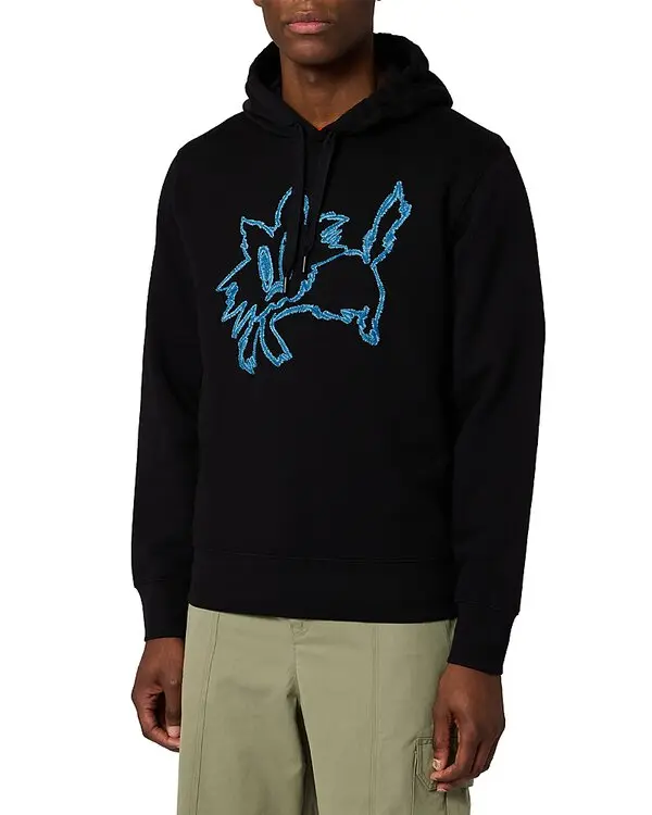 Paul Smith Stitch Cat Cotton Drawstring Hoodie - Black