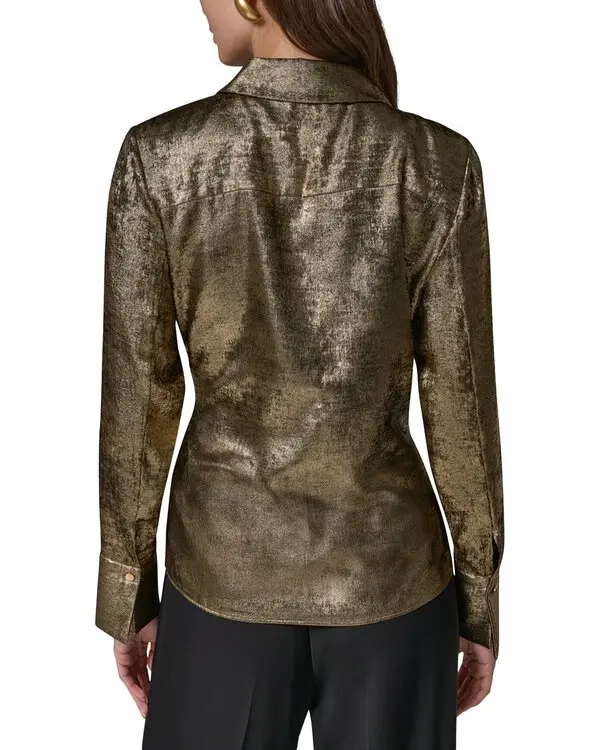 Donna Karan New York Metallic Side Ruched Blouse