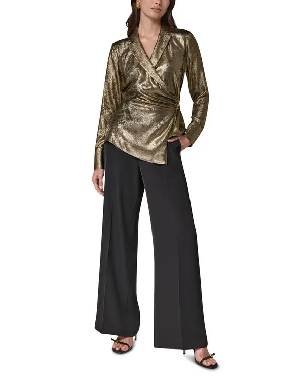 Donna Karan New York Metallic Side Ruched Blouse