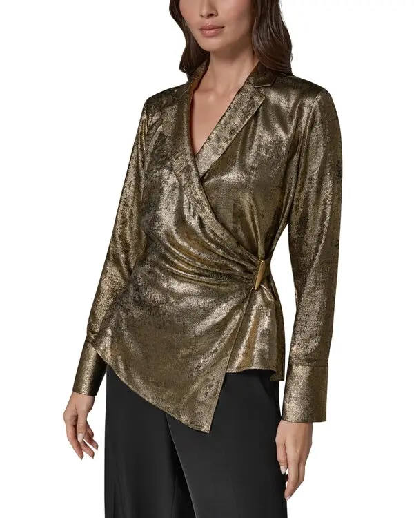 Donna Karan New York Metallic Side Ruched Blouse