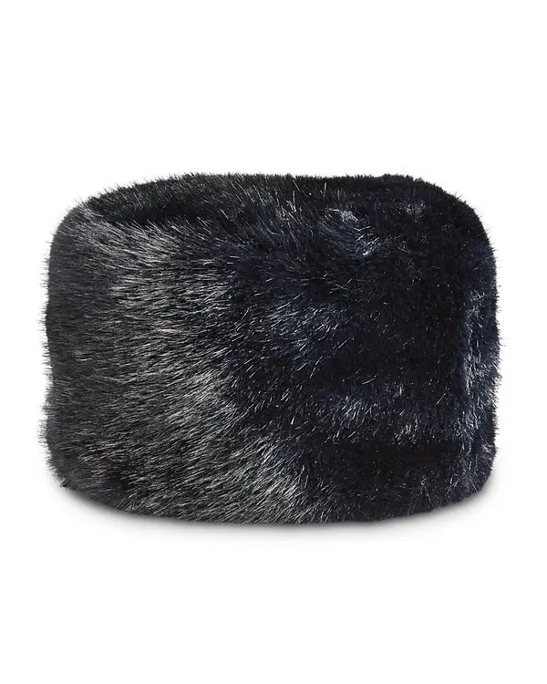Aqua Faux Fur Pillbox Hat Exclusive - Black