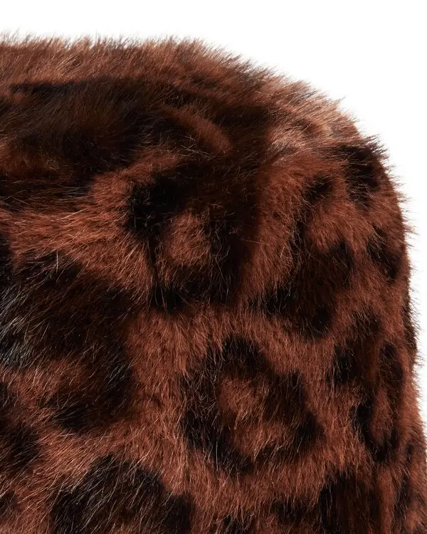 Aqua Faux Fur Pillbox Hat Exclusive - Leopard