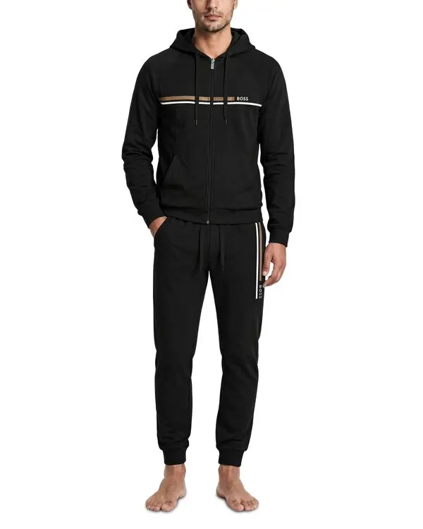 Hugo Boss Authentic Cotton Blend Drawstring Stripe Logo Pants
