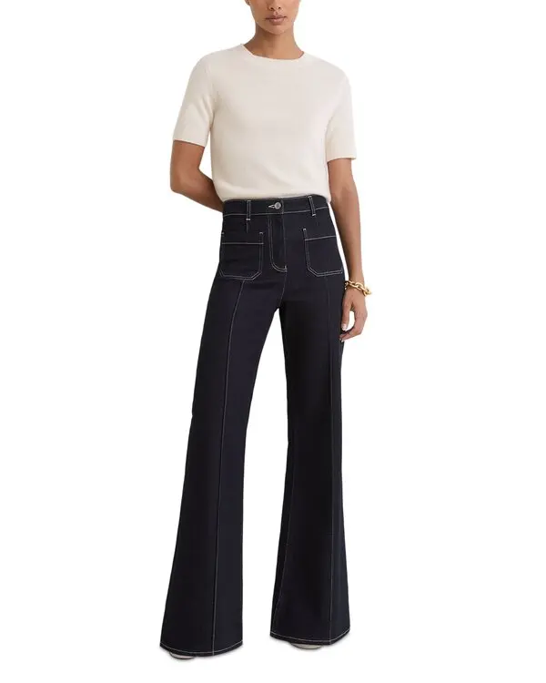 REISS Stevie Cashmere Short Sleeve Top - Ivory