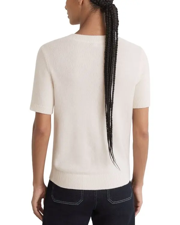 REISS Stevie Cashmere Short Sleeve Top - Ivory