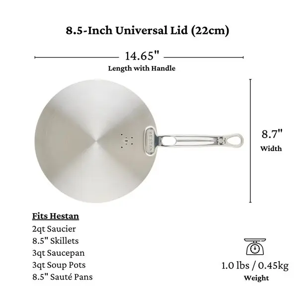 HESTAN Provisions 8.5 Stainless Steel Universal Lid