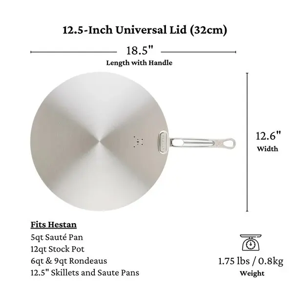 HESTAN Provisions Stainless Steel 12.5 Universal Lid