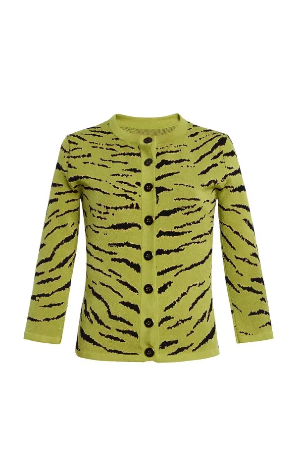 SERGIO HUDSON Tiger- Crew Neck Cardigan - Print