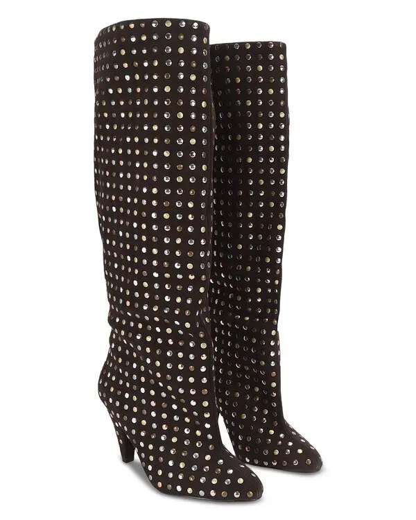 Kurt Geiger Lambeth Studded Suede Knee High Boots