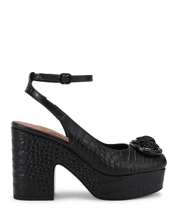 Kurt Geiger Chelsea Croc Embossed Leather Slingback Pumps - Black