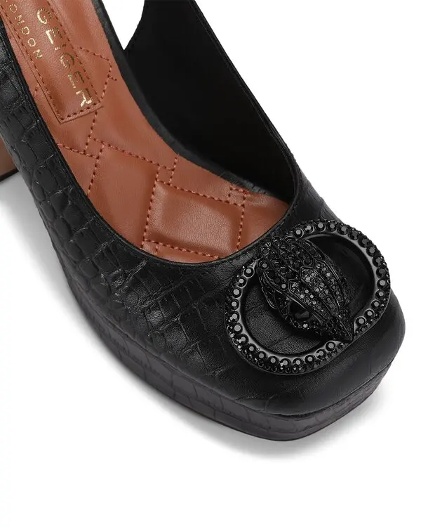Kurt Geiger Chelsea Croc Embossed Leather Slingback Pumps