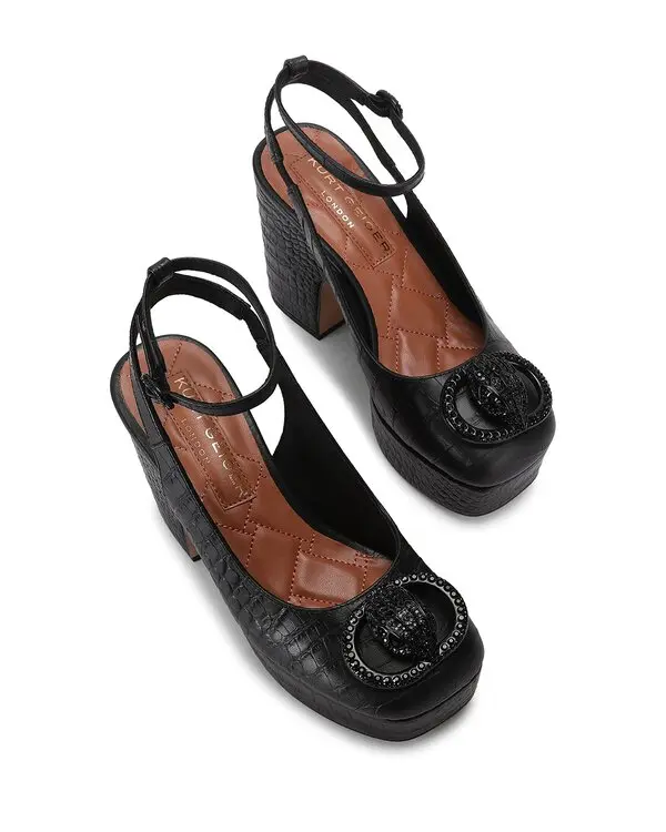 Kurt Geiger Chelsea Croc Embossed Leather Slingback Pumps