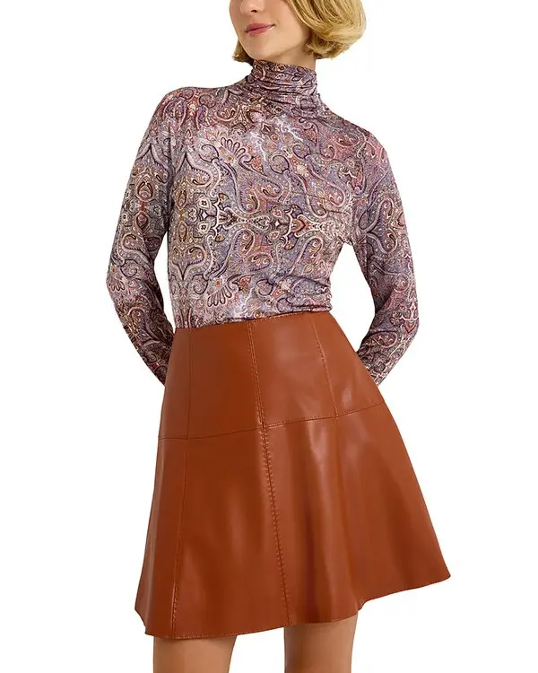 MARIE OLIVER Crawford Paneled Faux Leather Skirt