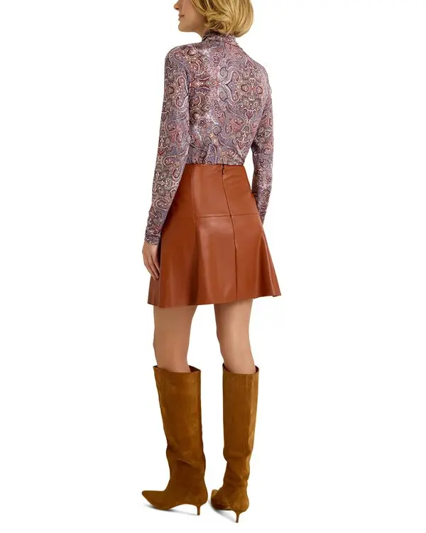 MARIE OLIVER Crawford Paneled Faux Leather Skirt