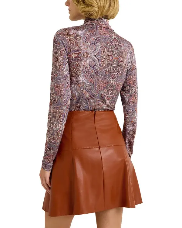 MARIE OLIVER Crawford Paneled Faux Leather Skirt