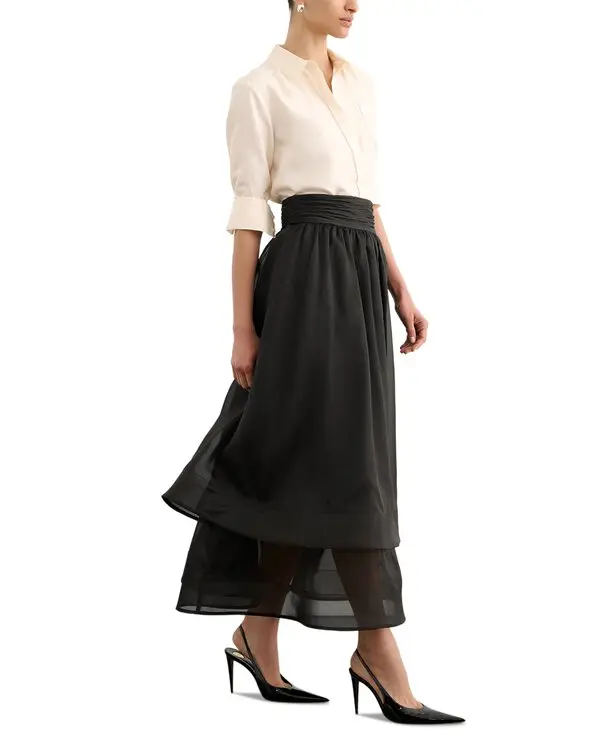 TOCCIN Amber Silk Tiered Maxi Skirt