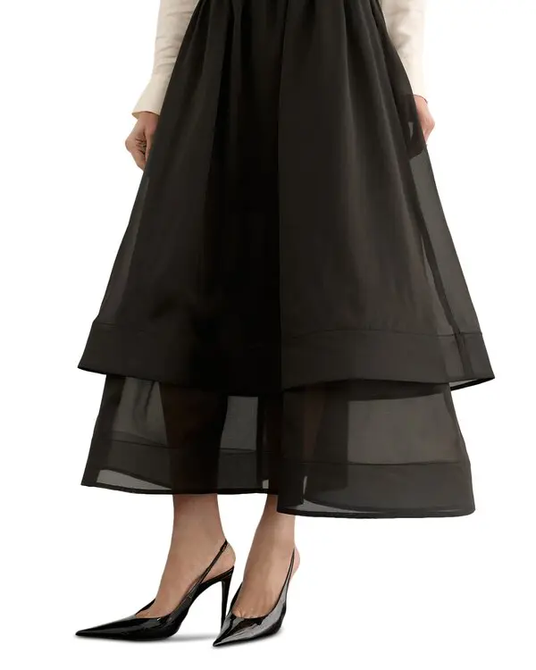 TOCCIN Amber Silk Tiered Maxi Skirt