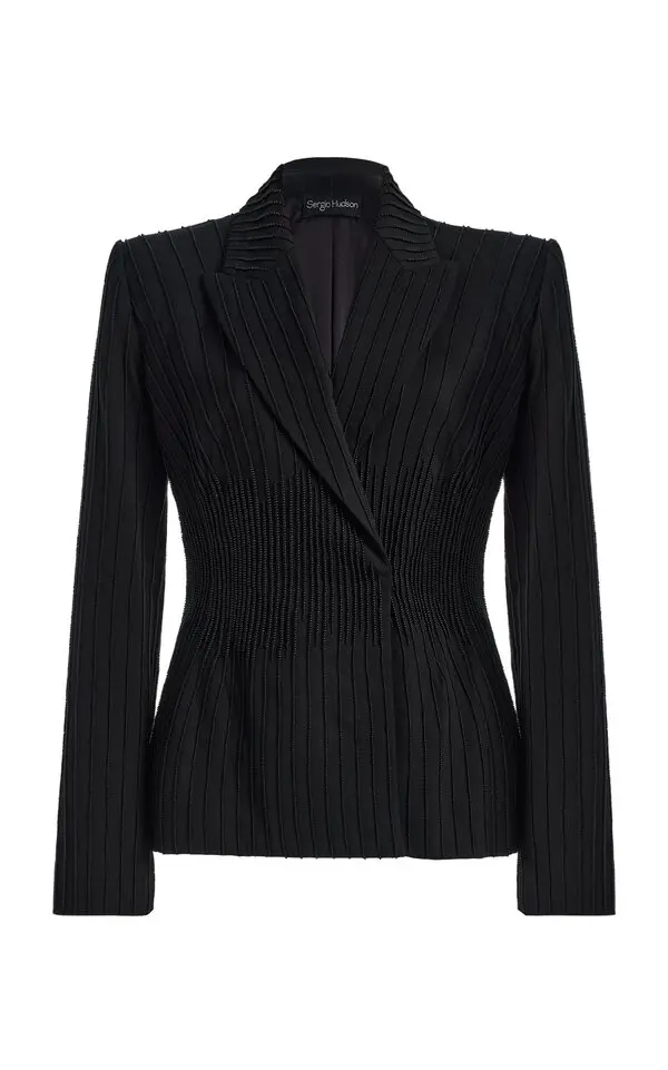 SERGIO HUDSON Double-breasted Beaded Blazer