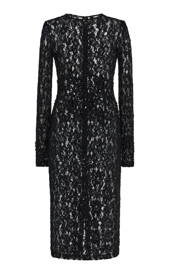 SERGIO HUDSON Hand-embroidered Lace Midi Dress