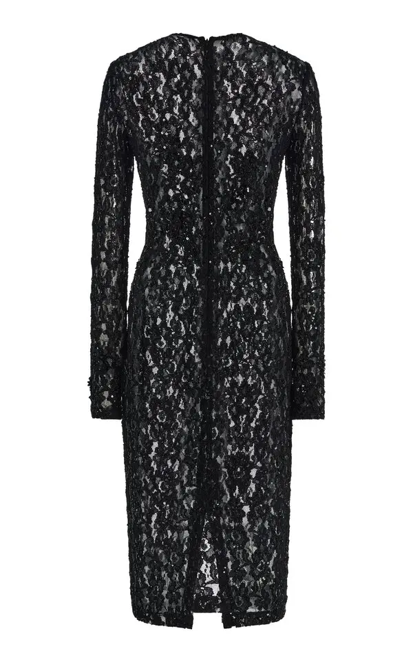 SERGIO HUDSON Hand-embroidered Lace Midi Dress