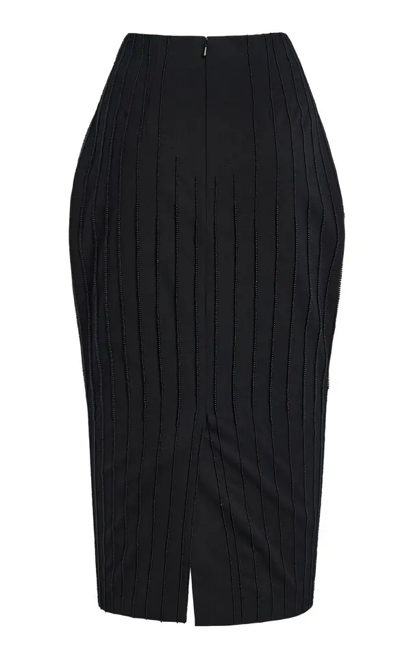 SERGIO HUDSON Hand-embroidered Stretch Crepe Pencil Skirt