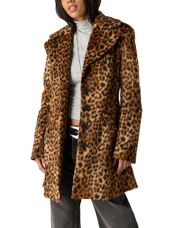 Free People Delancy Print Faux Fur Coat