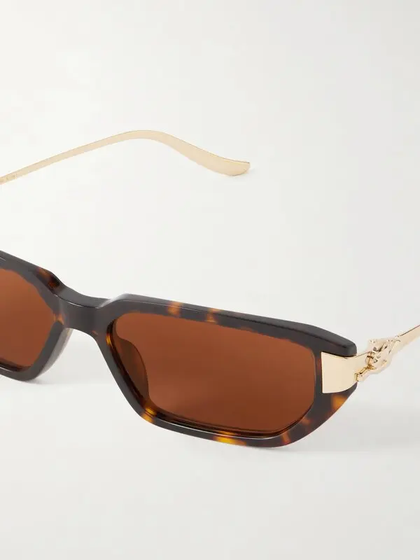 Cartier Rectangular-frame Recycled-acetate Gold-tone Sunglasses