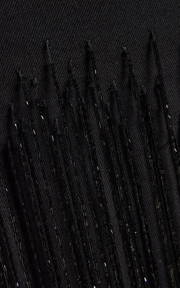 SERGIO HUDSON Hand-embroidered Fringed Stretch Crepe Mini Skirt