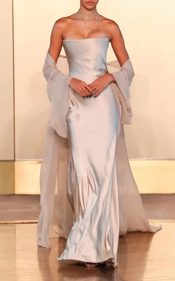 SERGIO HUDSON Corset Heavy Charmeuse Gown