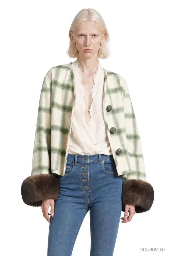 Valentino Garavani Macro Window Caban With Shearling