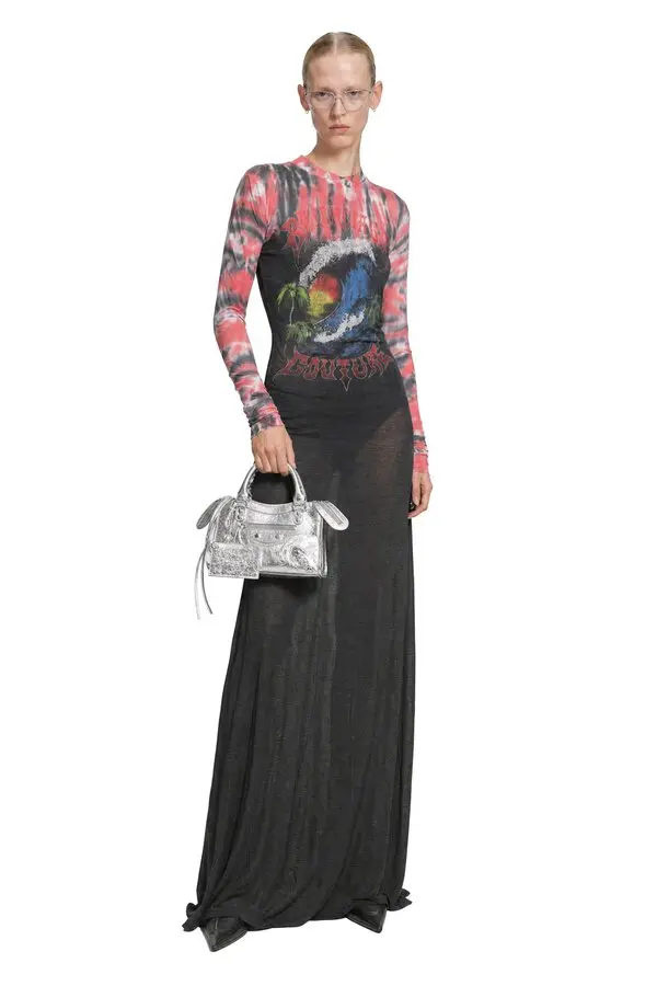 Balenciaga Extreme Tie Dye Long Sleeve Dress